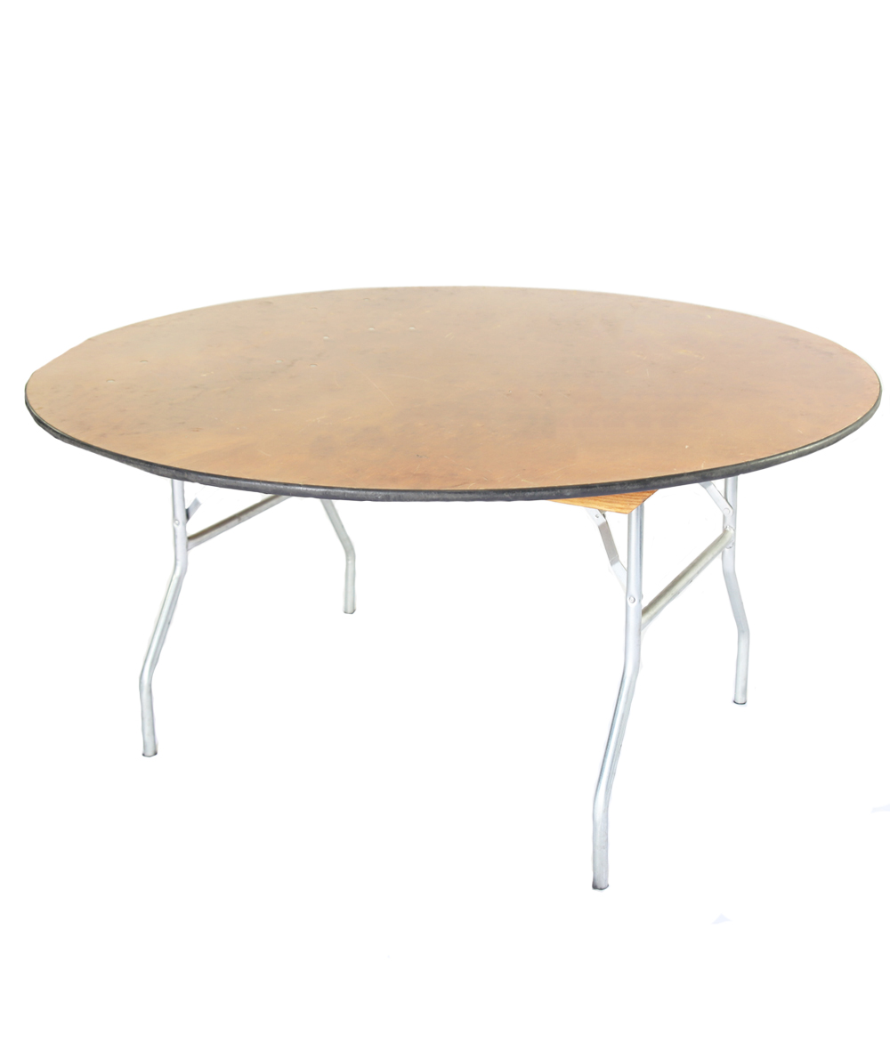 Round Wood Folding Table - Noel Lesley Event Services